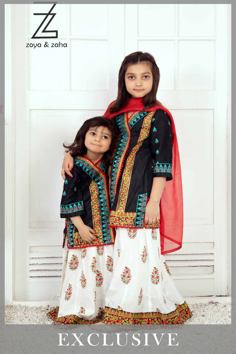 Zoya & Zaha | Eid Edit 21 | EE1 - Black & White (Kids) – Haniyas